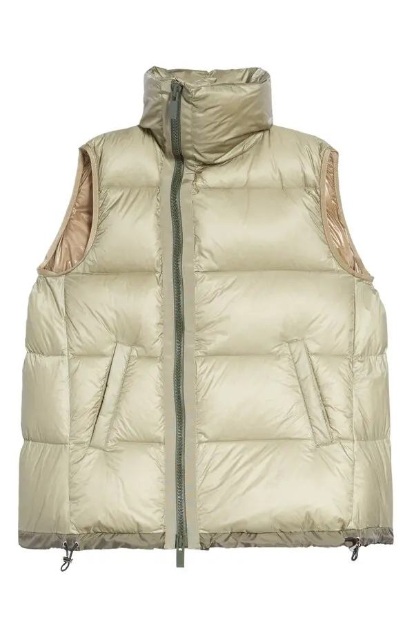 Sacai Asymmetric Puffer Vest - Light Khaki | Editorialist